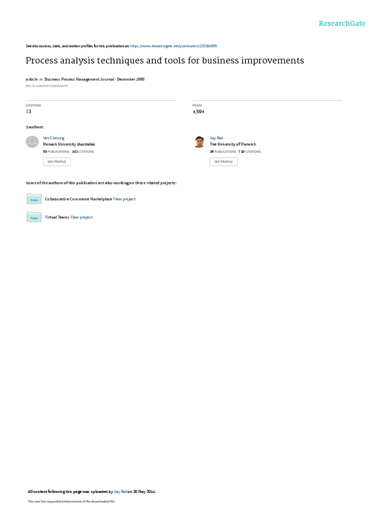 Process Analysis Techniques And Tools For Business Improvements