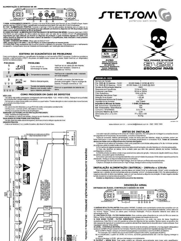 Amplificador High Voltage S25 Stetsom PDF | PDF
