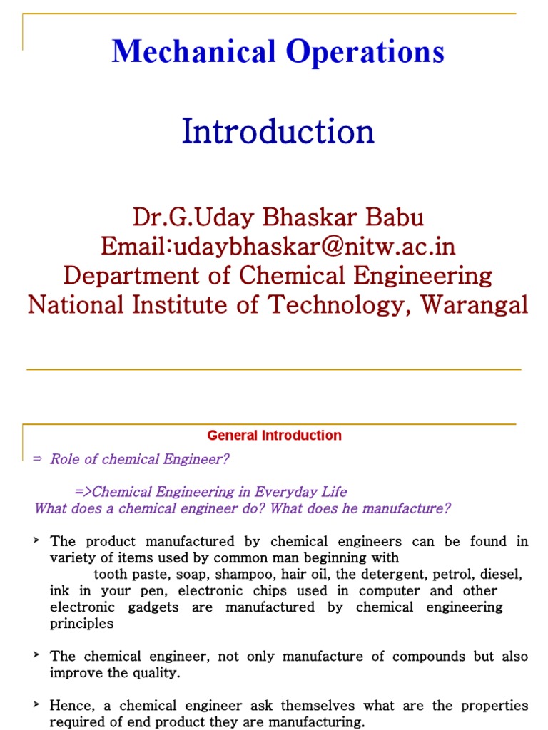 Mechanical Operations in Chemical Engineering | PDF | Chemical Reactor ...