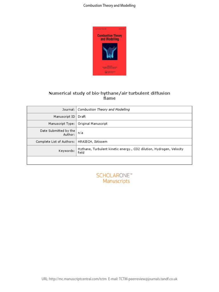 For Peer Review Only: Numerical Study of Bio-Hythane/air Turbulent ...