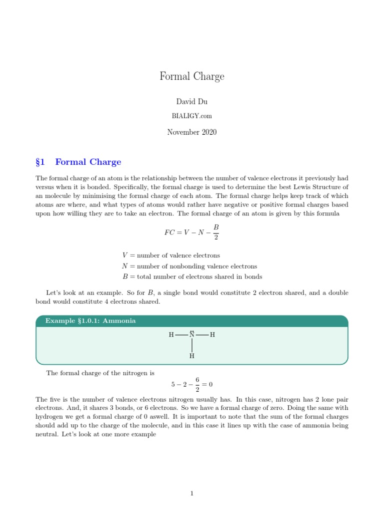 Formal Charge | PDF | Atomic Physics | Chemical Bond