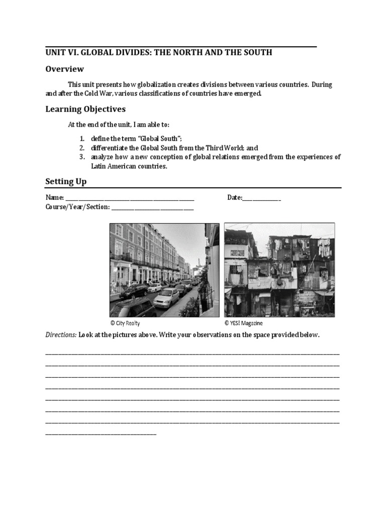 Unit 6-Global Divides The North and The South | PDF | Third World ...