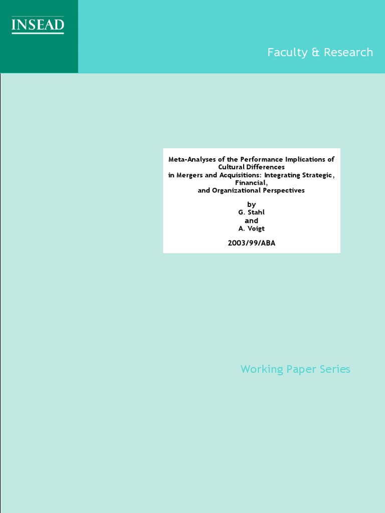 Faculty & Research: Working Paper Series | PDF | Effect Size | Mergers ...