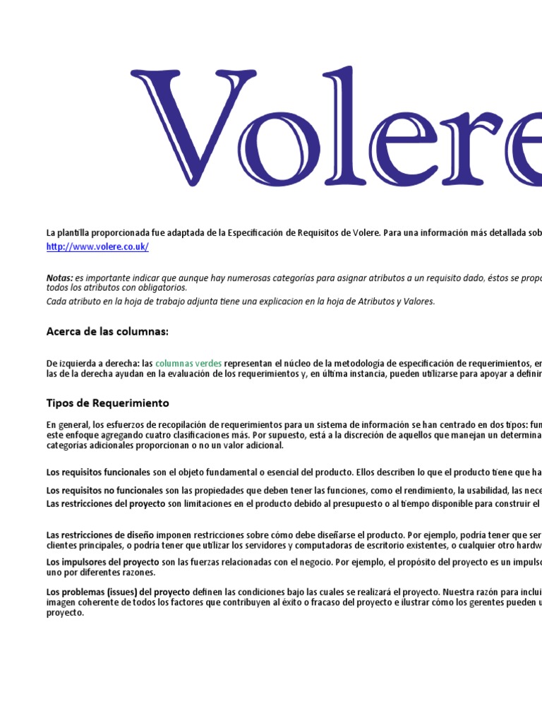 Plantilla Requerimientos Volere | PDF | Usabilidad | Informática
