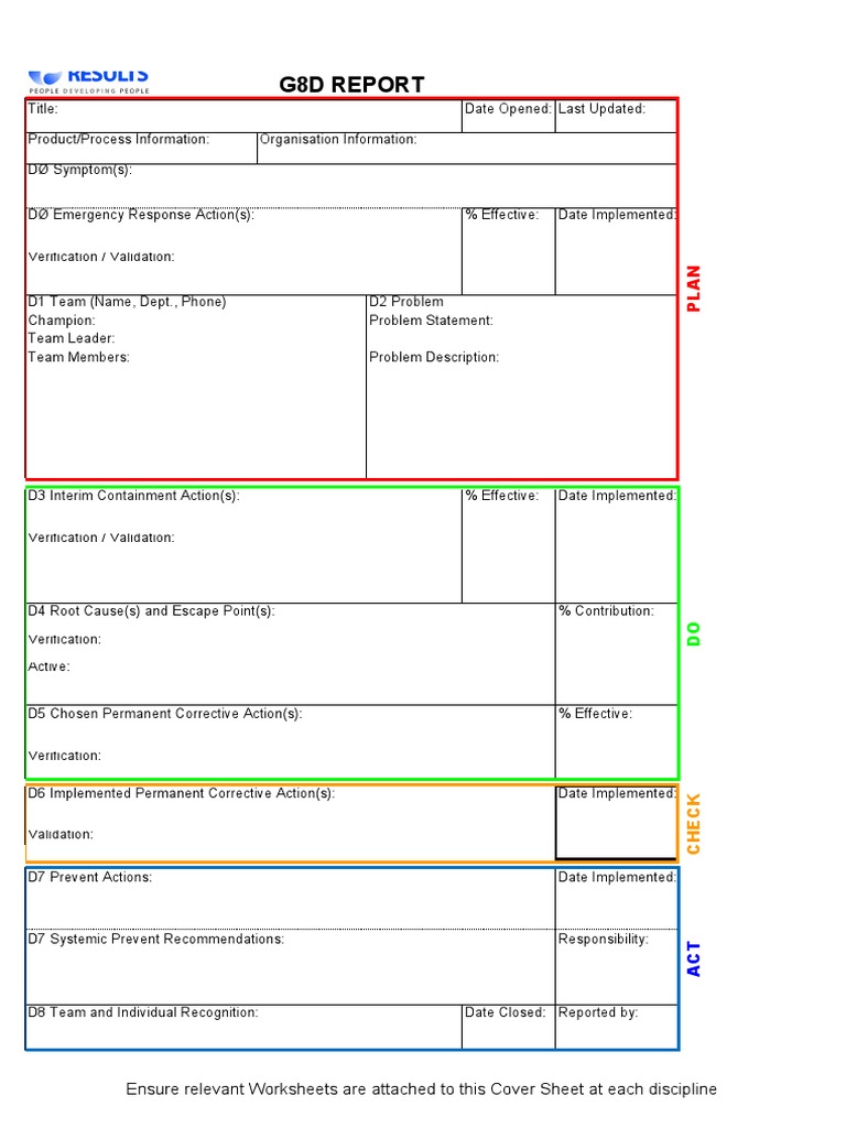 G8D Report: Ensure Relevant Worksheets Are Attached To This Cover Sheet ...