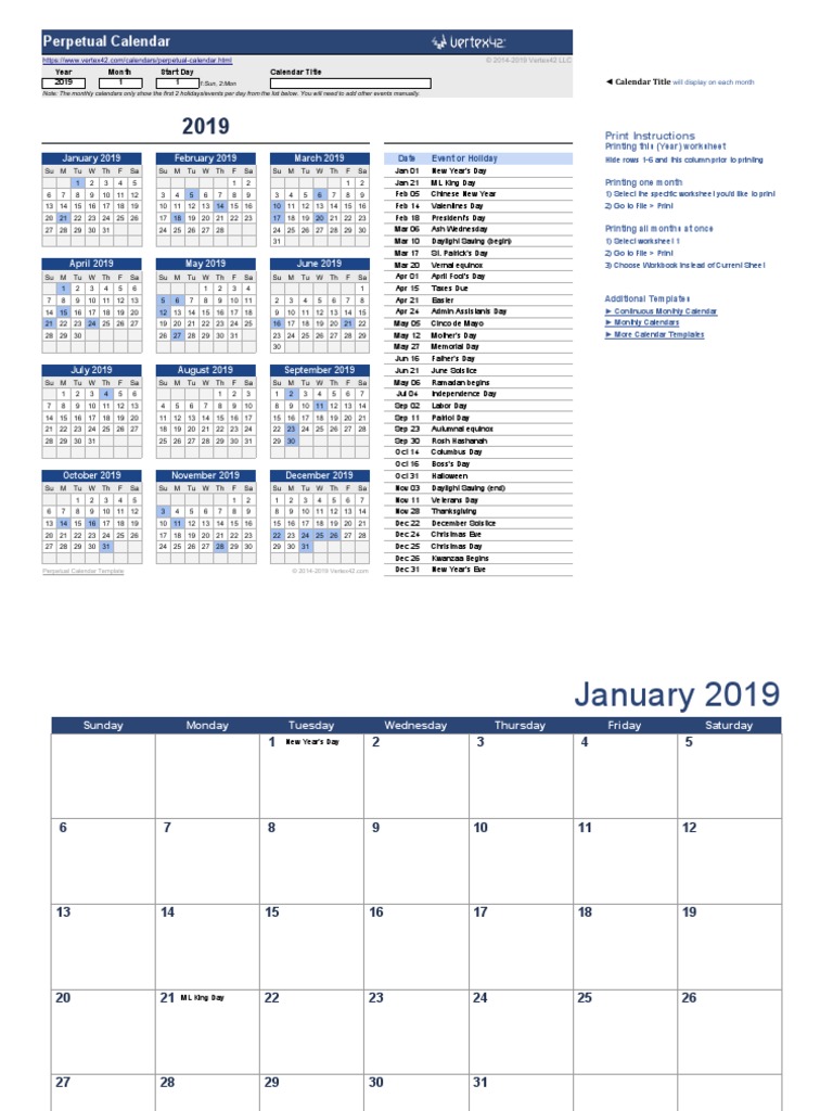 Calendario Perpetuo | PDF | Observances | Holidays