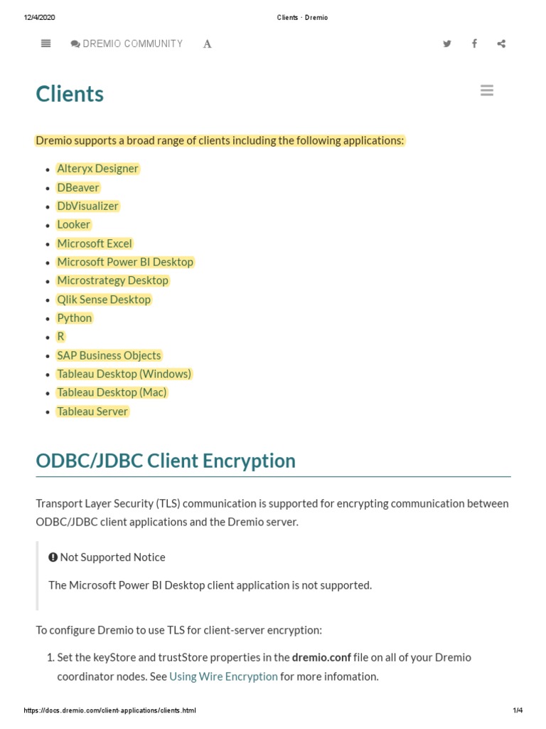 Dremio Client Applications Overview | PDF
