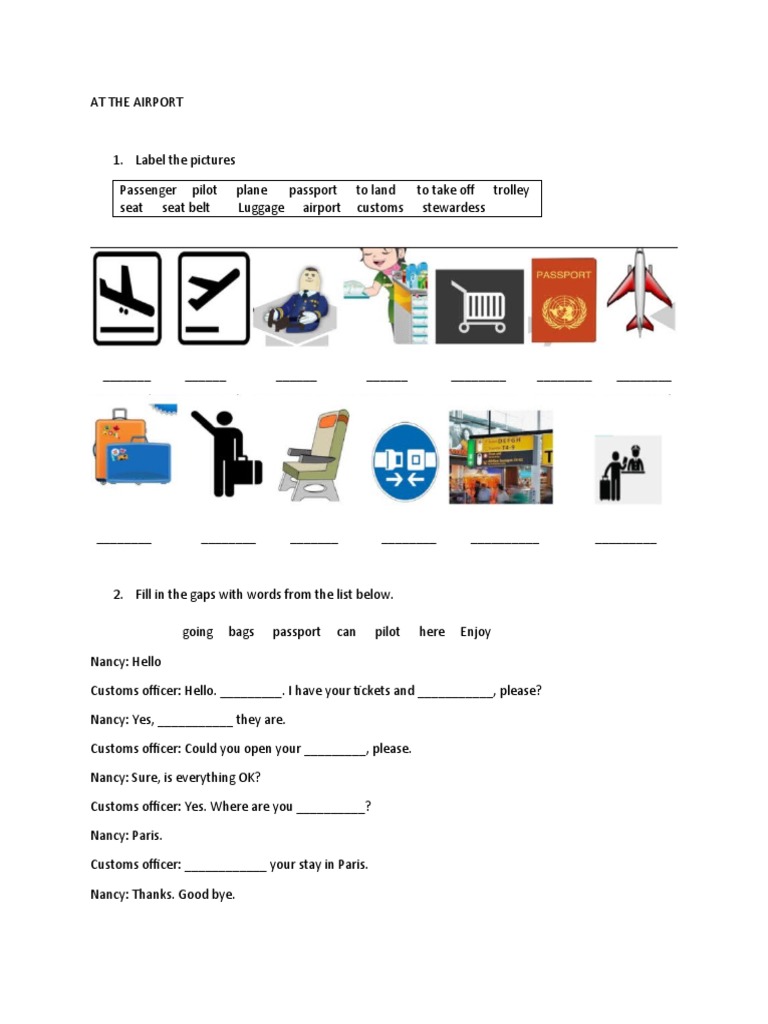 At The Airport Worksheet 5 | PDF
