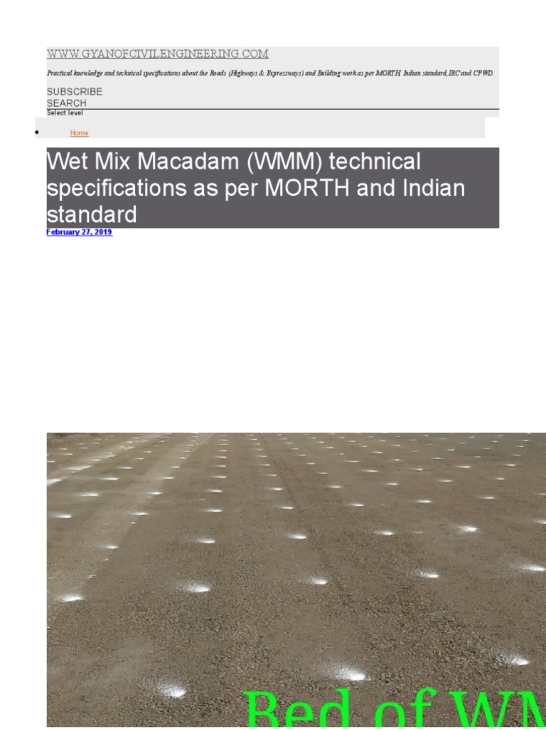 Wet Mix Macadam (WMM) Technical Specifications As Per MORTH and Indian ...