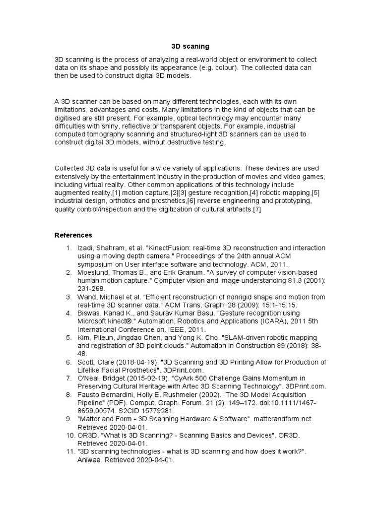 3D Scanning Introduction | PDF | 3 D Computer Graphics | Image Scanner