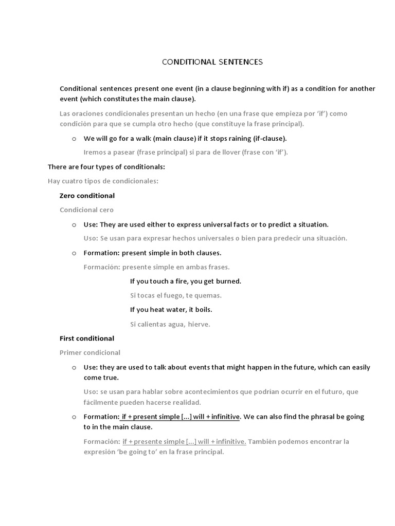 Explanation - Grammar Unit 6 - Conditionals | Descargar gratis PDF ...