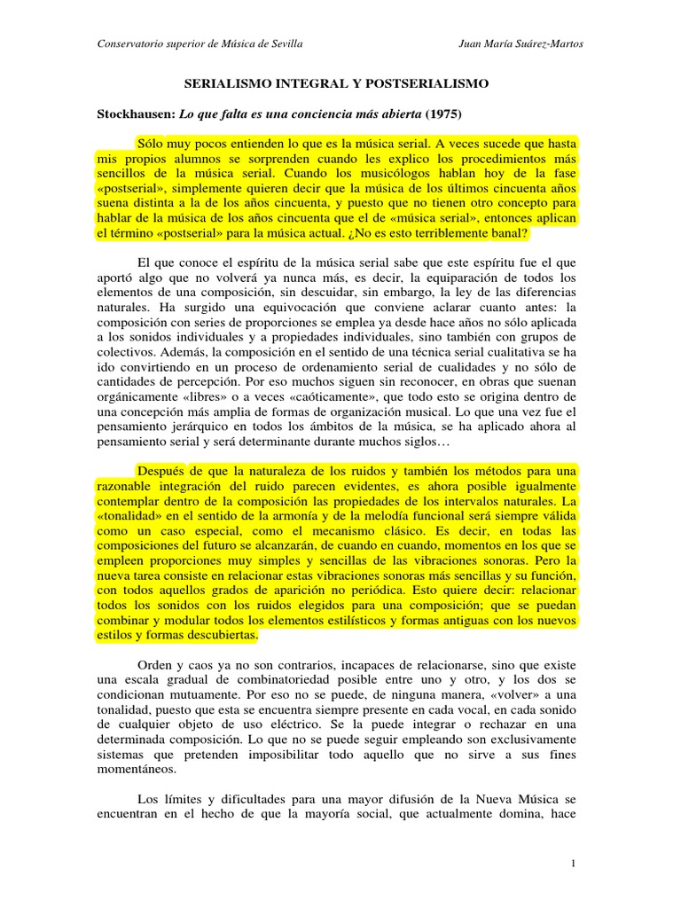 Tema 5. Serialismo - Postserialismo | PDF | Acorde (Música ...