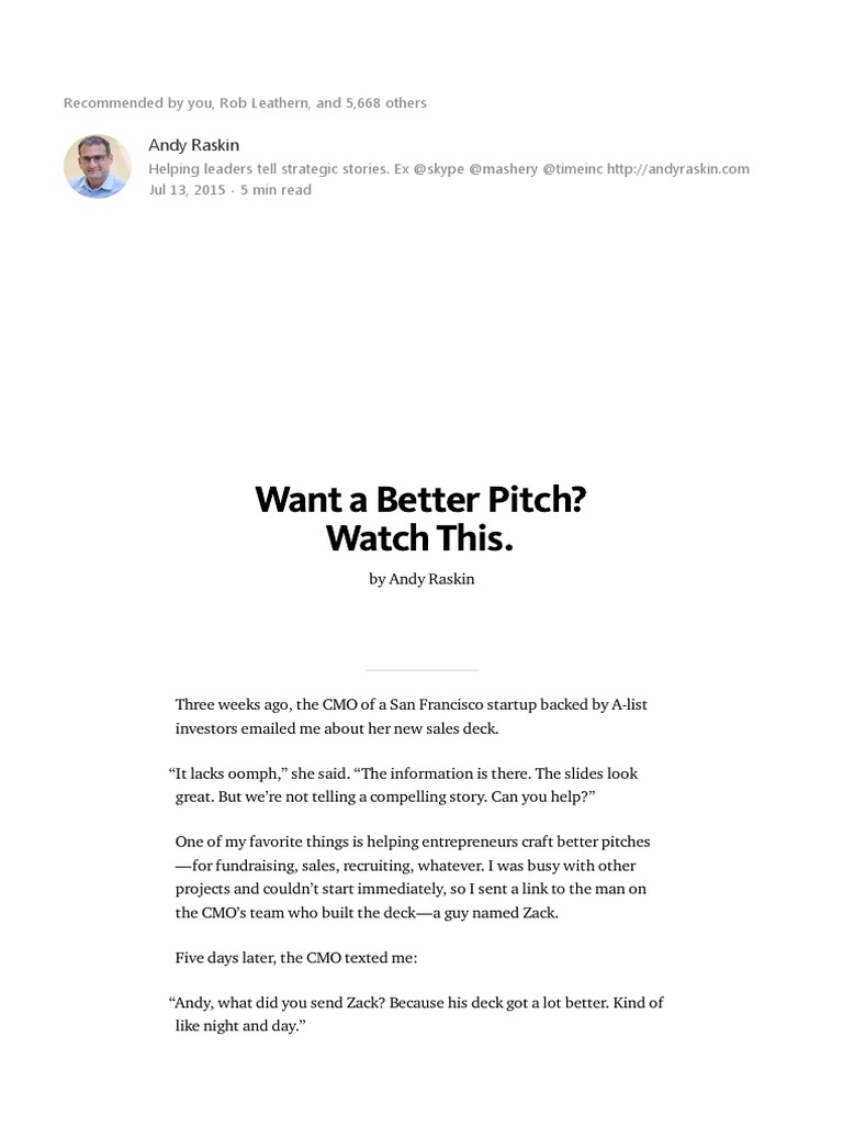 Want A Better Pitch - Watch This | PDF | Career & Growth