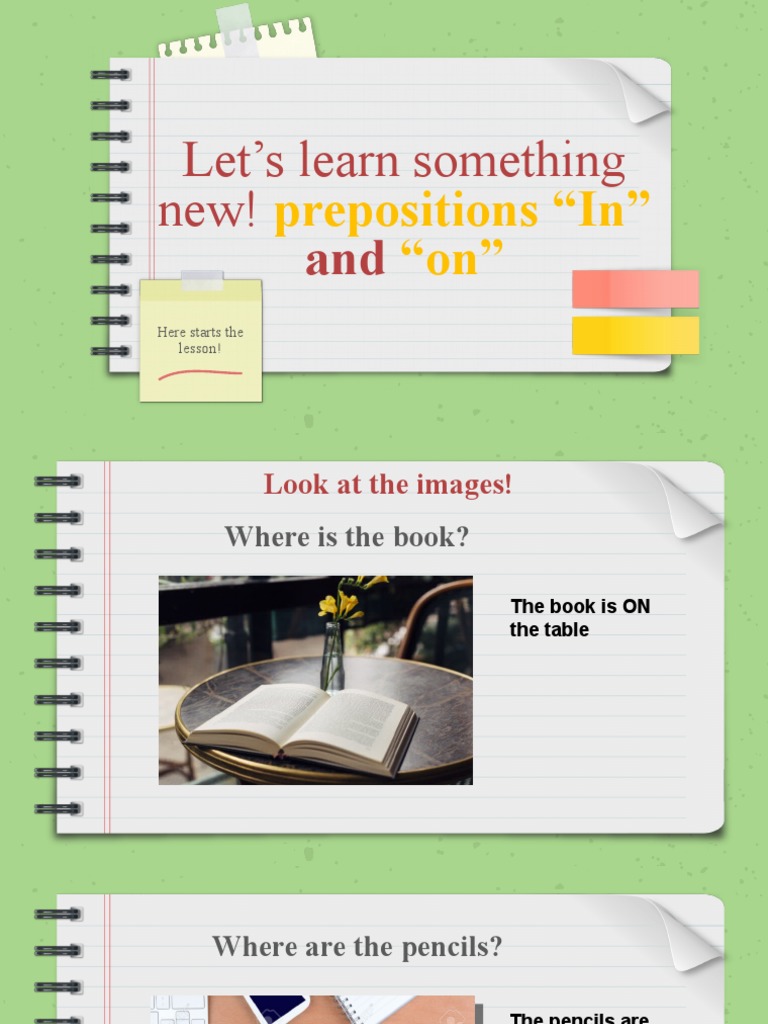 Prepositions "In" and "On" Lesson Guide | PDF