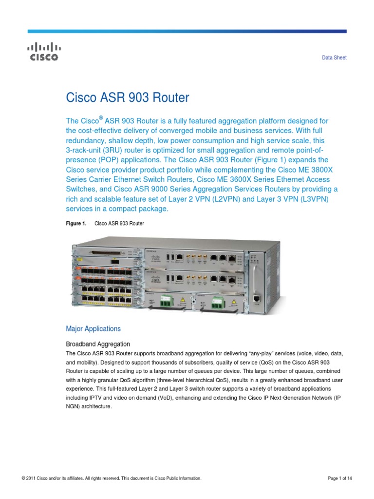 Cisco ASR 903 Router: Major Applications | PDF | Multiprotocol Label Switching | Networking