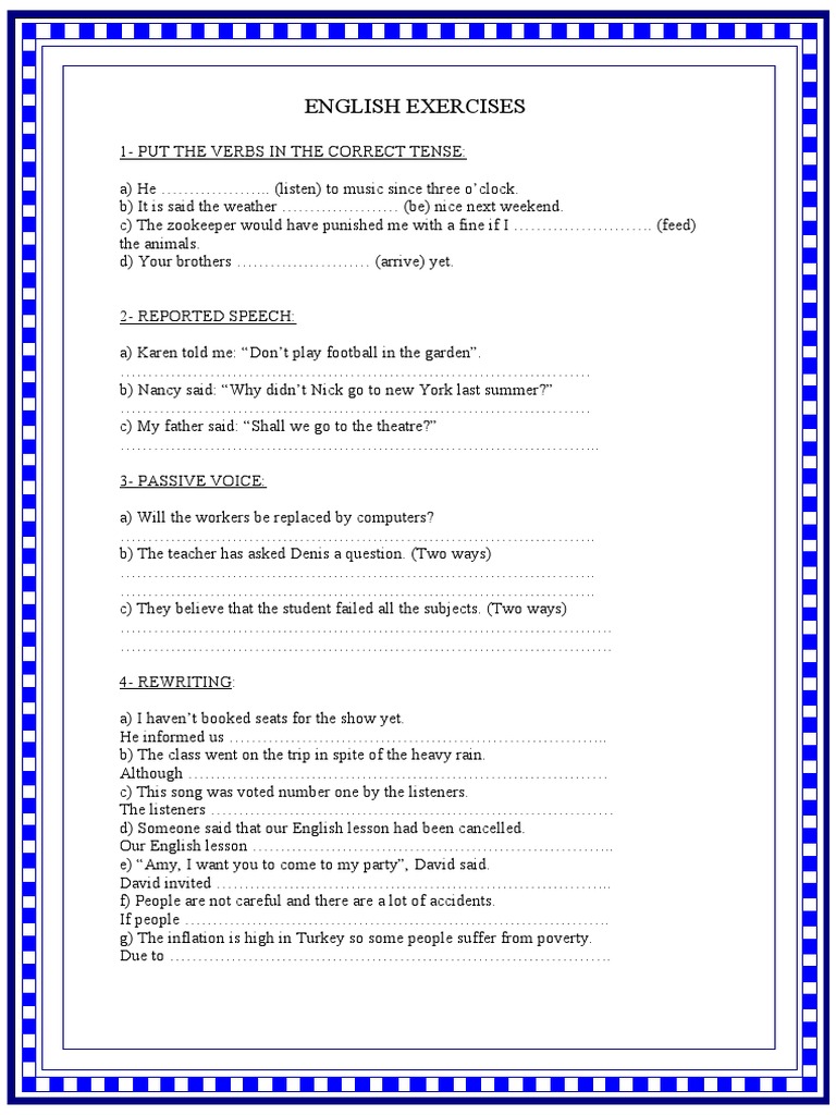 Mixed Grammar Exercises for Practice | PDF
