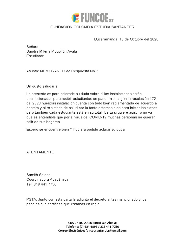 Carta Memorando de Respuesta | PDF