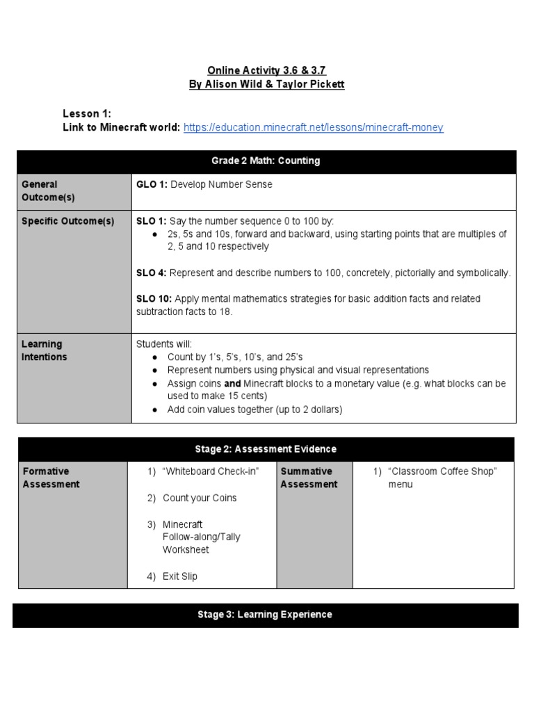 Minecraft Lesson Plans | PDF | Biodiversity | Educational Assessment