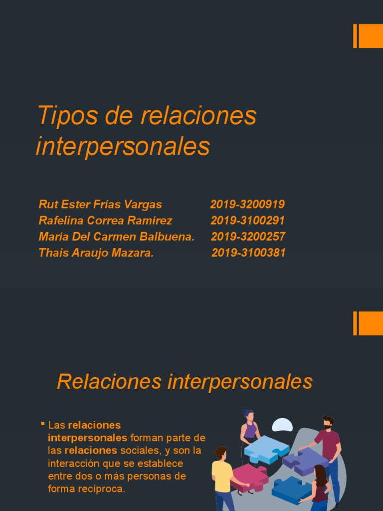 Diapositiva Tipos de Relaciones Interpersonales | PDF | Psicología ...