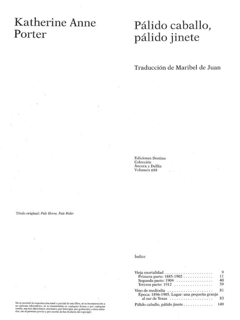 Pálido Caballo, Pálido Jinete - Katherine Anne Porter | PDF