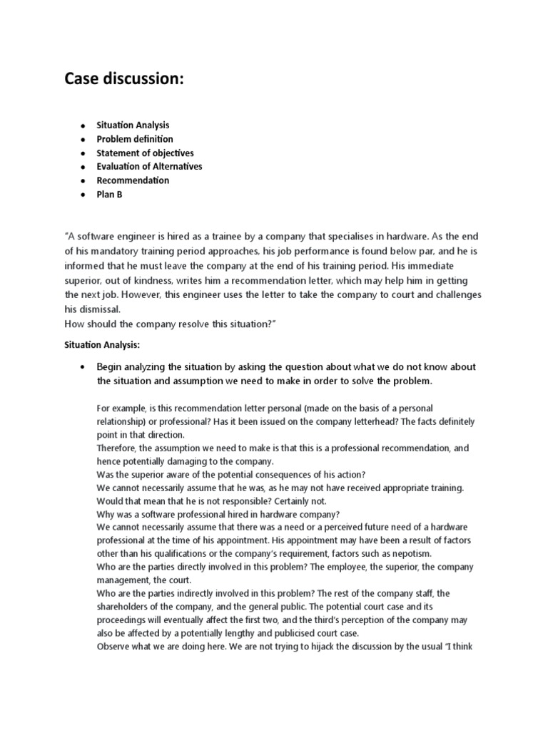 Case Discussion Guidelines | PDF | Evaluation | Employment