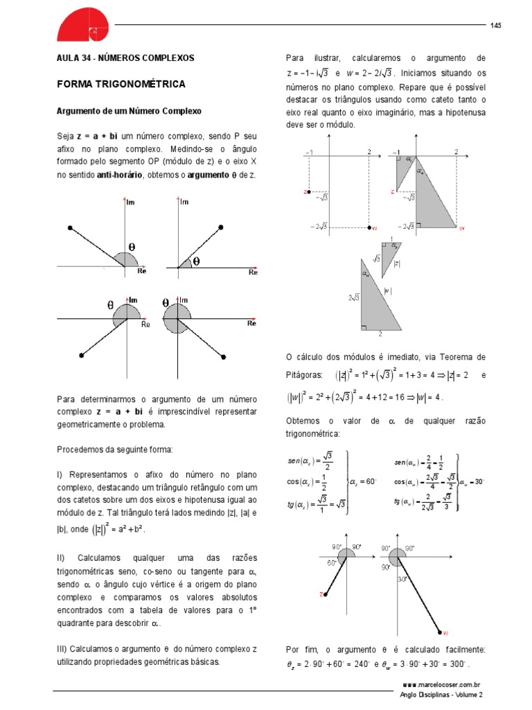 Forma Trigonométrica PDF | PDF | Número complexo | Equações