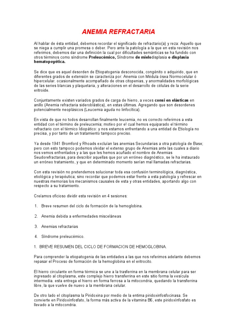 Anemia Refractaria: Definición y Tipos | PDF | Anemia | Leucemia