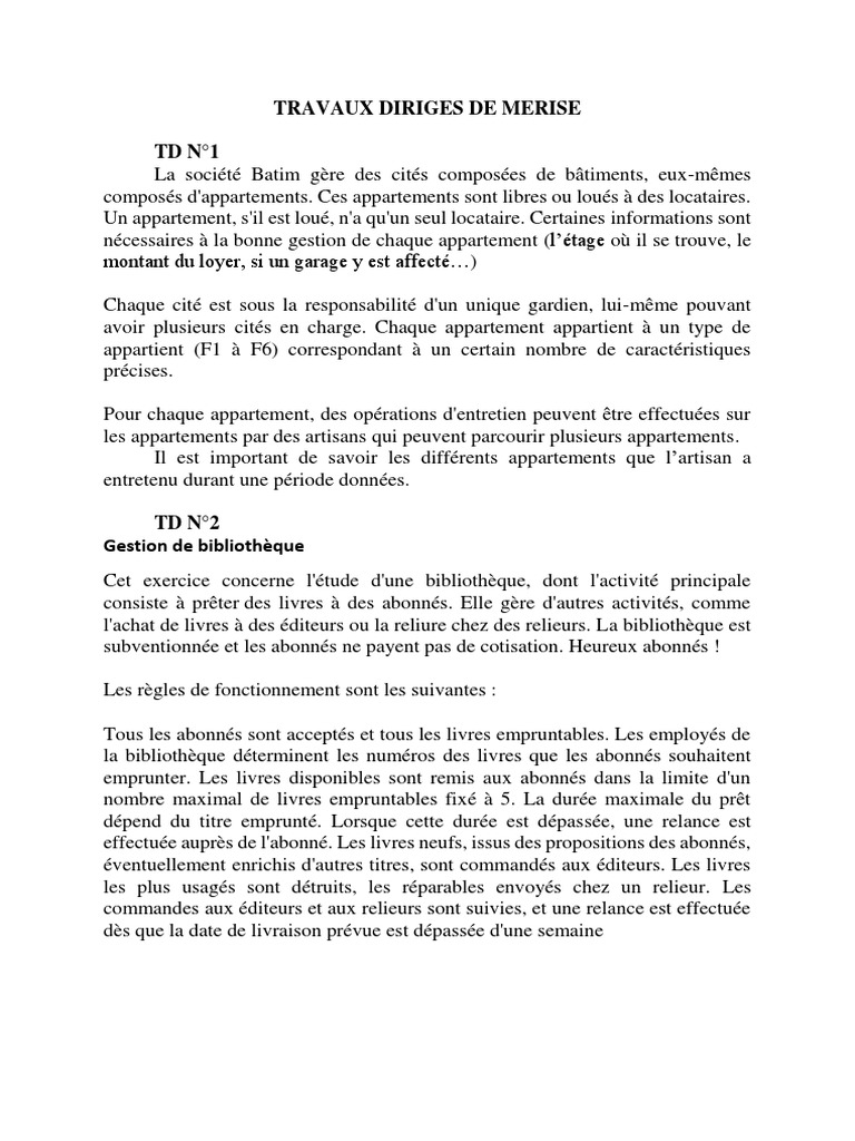 TD1 Merise 2018 | PDF