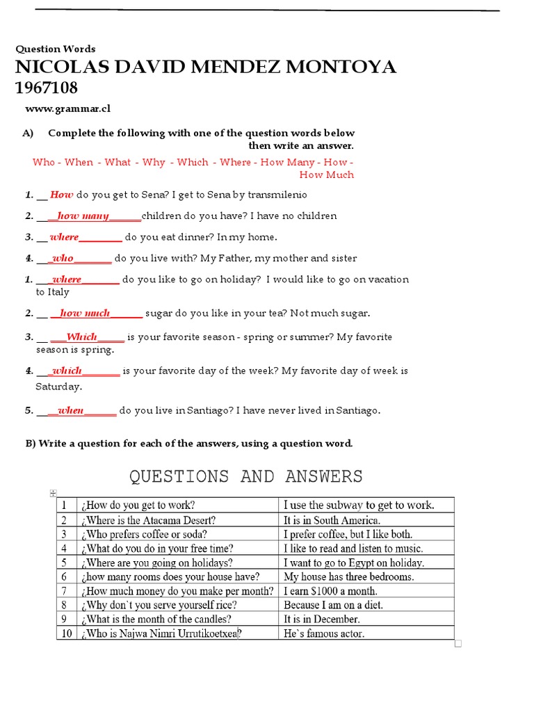 Nicolas David Mendez Montoya: Who - When - What - Why - Which - Where ...