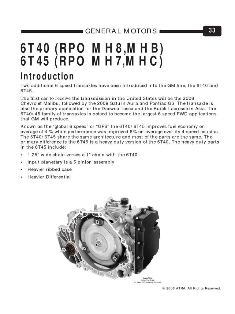 Overview 6T40-45 Transmission | PDF | Transmission (Mechanics ...