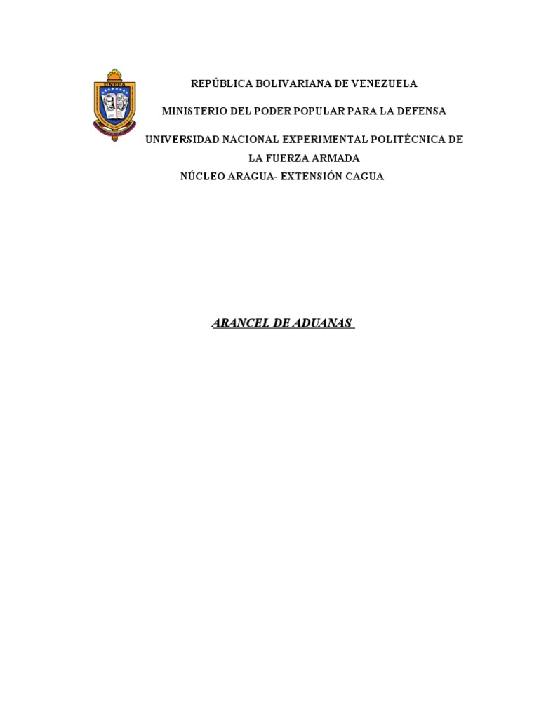 Arancel De Aduanas En Venezuela 2024 Pdf Aduana Arancel
