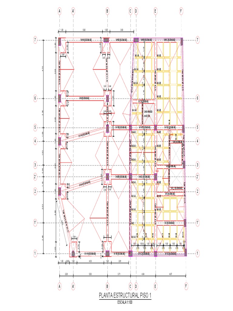 Planta Estructural Piso 1 | PDF