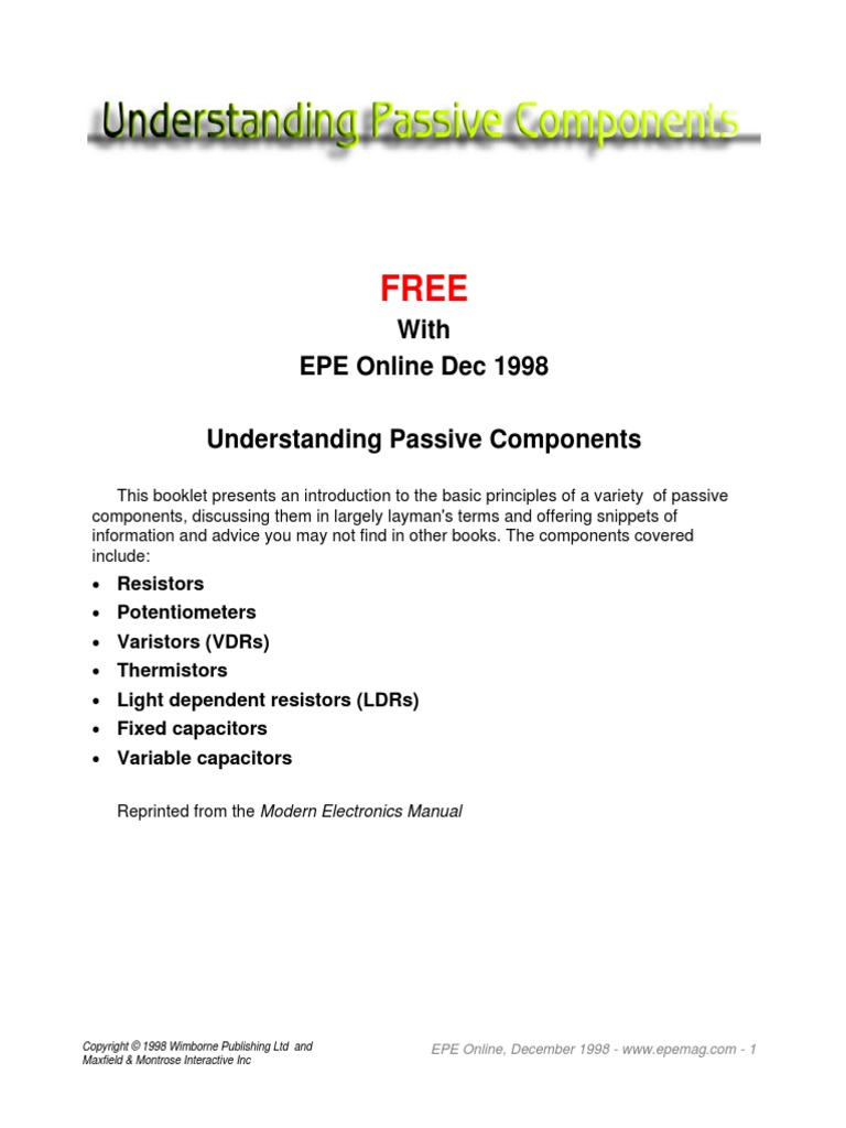 Understanding Passive Components | PDF | Resistor | Electrical Equipment
