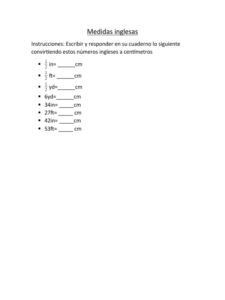 Medidas Inglesas | PDF