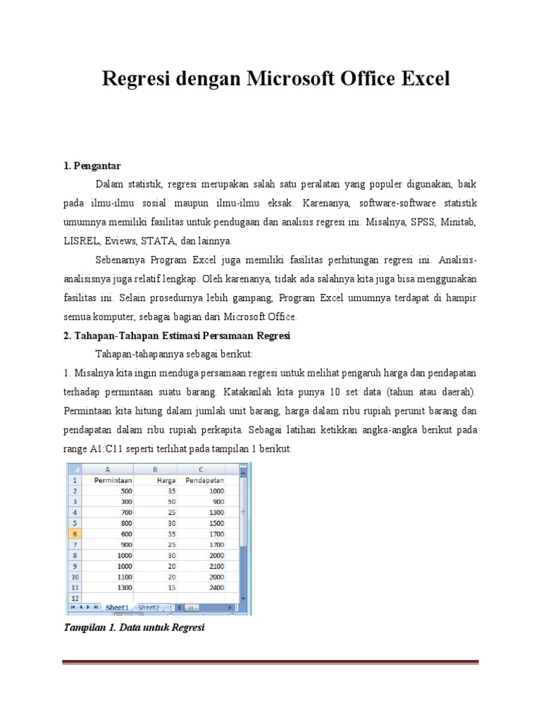 Regresi Dengan MS. Excel | PDF | Teknologi & Rekayasa