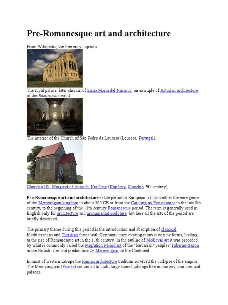 Pre-Romanesque Art and Architecture | PDF | Middle Ages