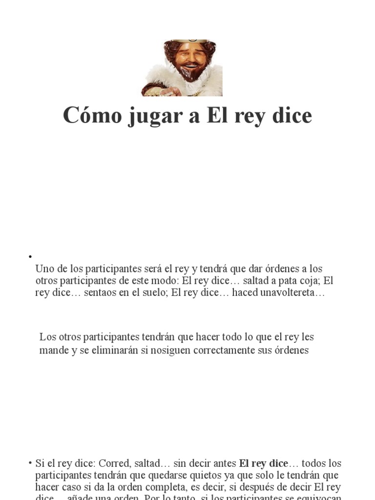 Cómo Jugar A El Rey Dice | PDF