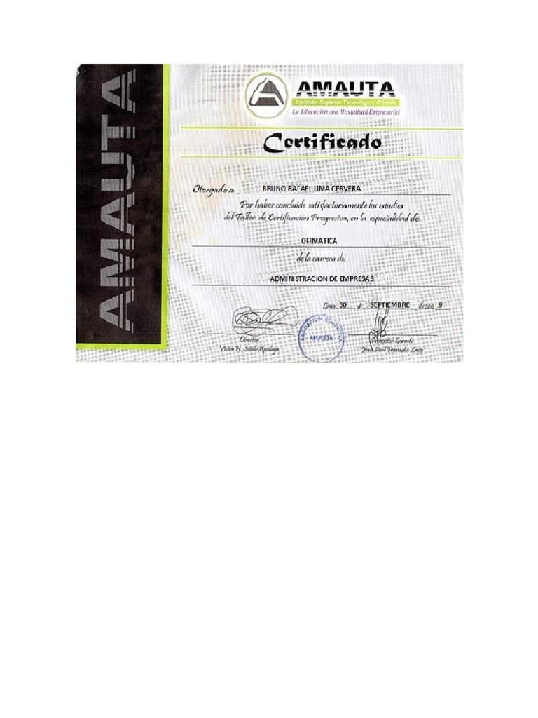 Certificado Ofimatica | PDF