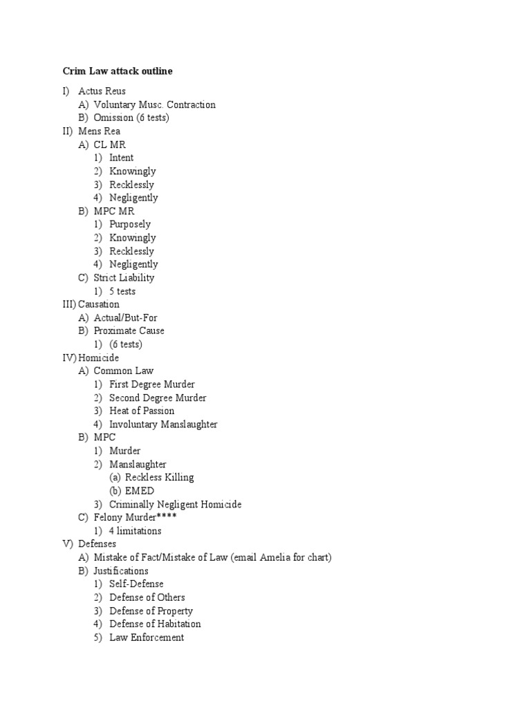 Crim Law Attack Outline | PDF