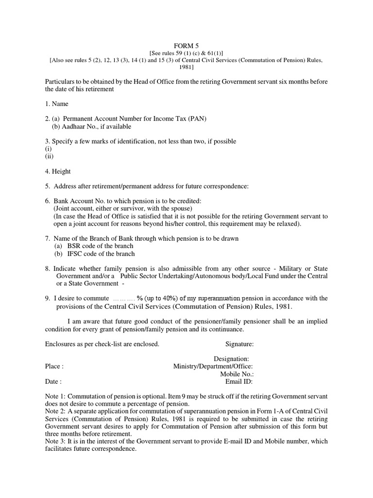 Form 5 PDF | PDF | Pension | Retirement