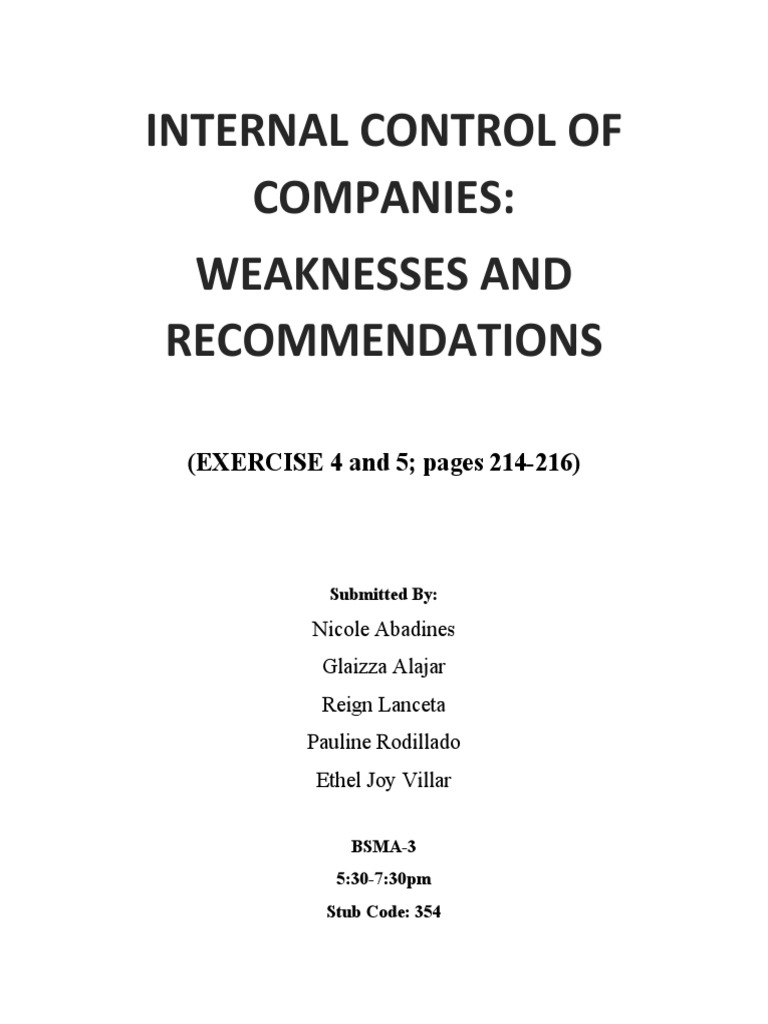Internal Control of Companies: Weaknesses and Recommendations | PDF ...