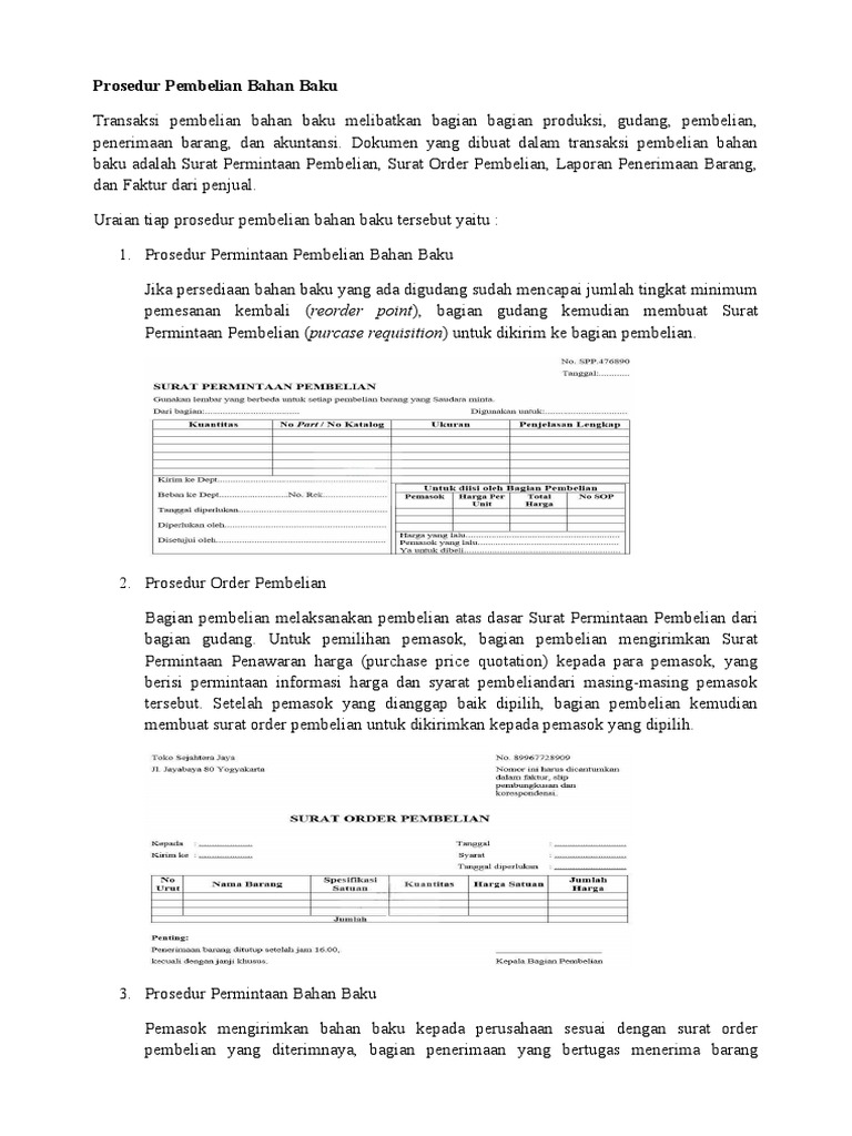 10.2 Prosedur Pembelian Bahan Baku | PDF