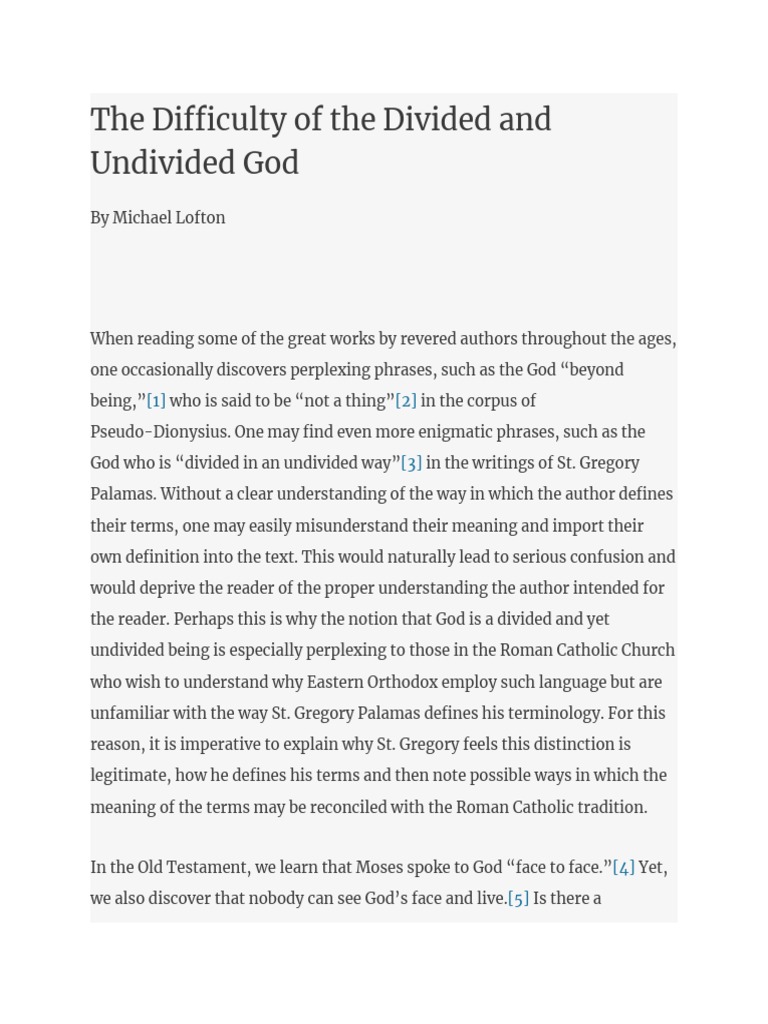 The Difficulty of The Divided and Undivided God by Michael Lofton | PDF ...