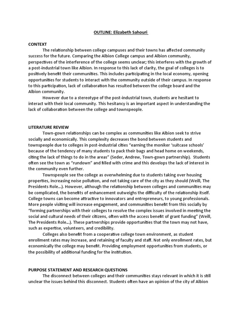 OUTLINE: Elizabeth Sahouri Context | PDF | Community | Learning