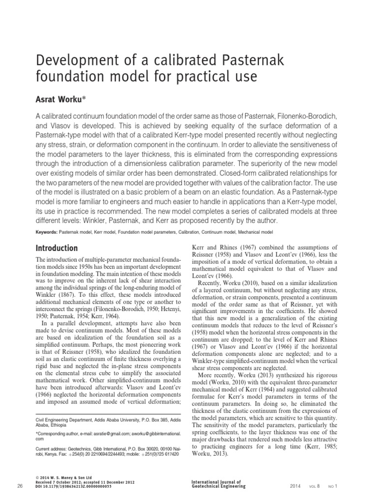 Calibrated Pasternak Model for Engineers | PDF | Deformation (Mechanics ...