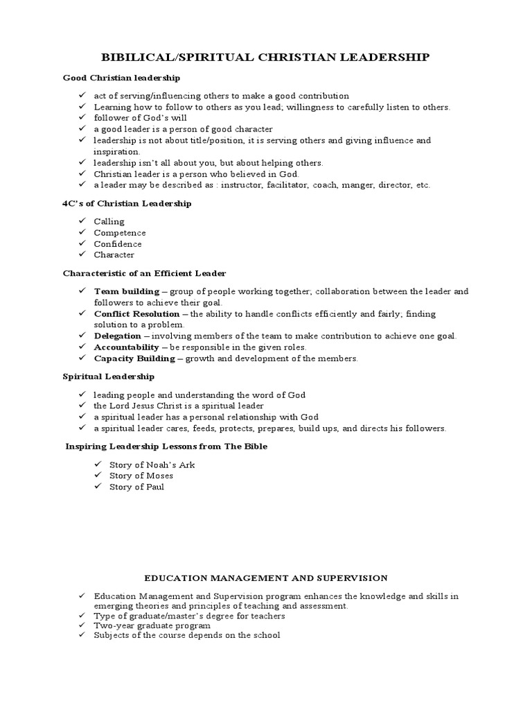 Bibilical/Spiritual Christian Leadership | PDF | Leadership | Balance Sheet