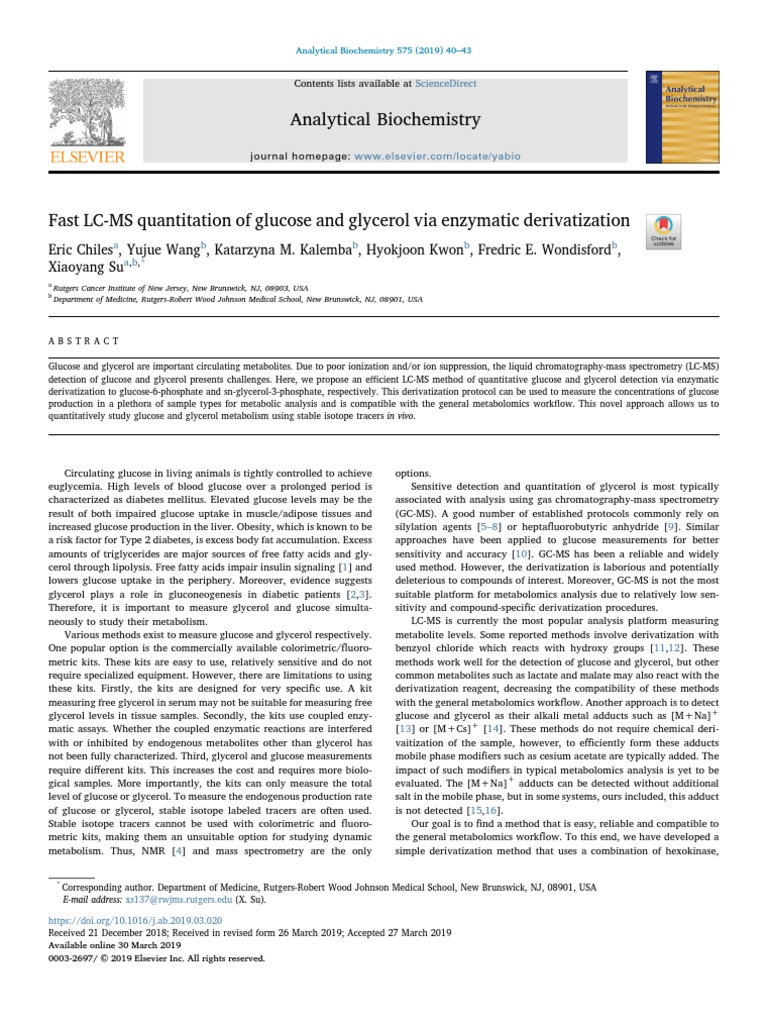 Glycerol Analysis | PDF | Metabolomics | Liquid Chromatography–Mass ...