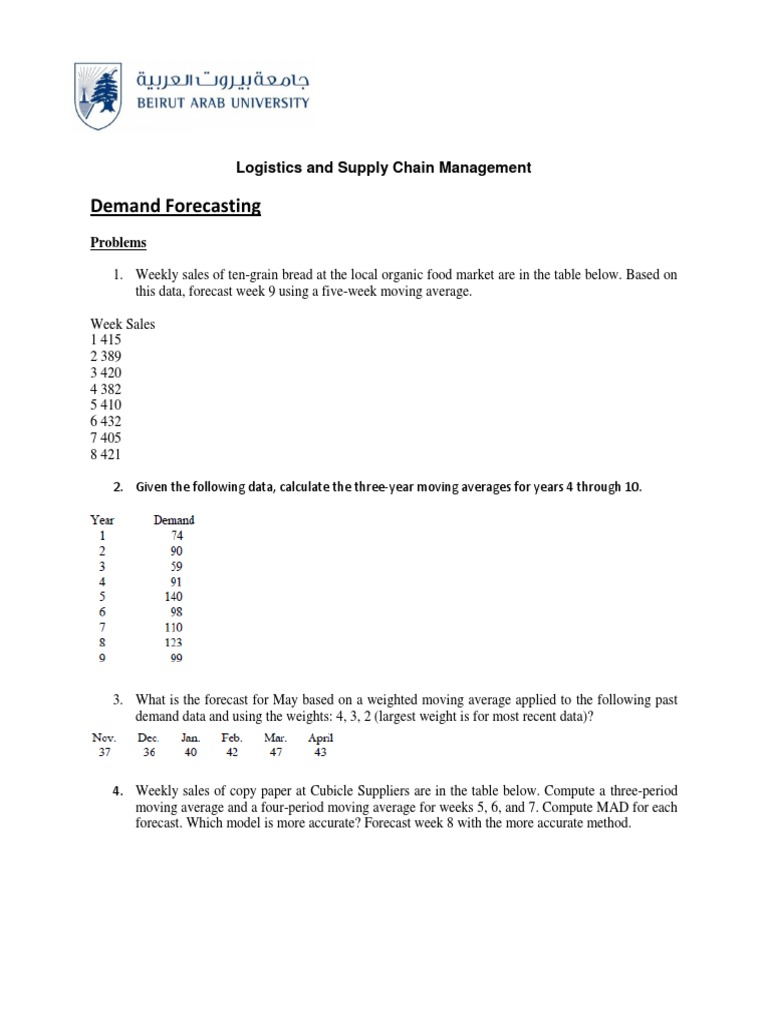 Demand Forecasting Problems | PDF