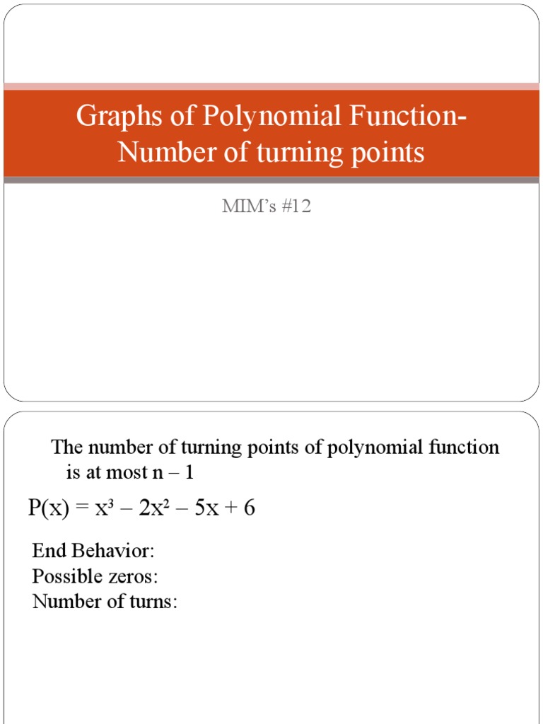 G 10 Lesson Graphs of Polynomial Function - Number of Turning Points | PDF