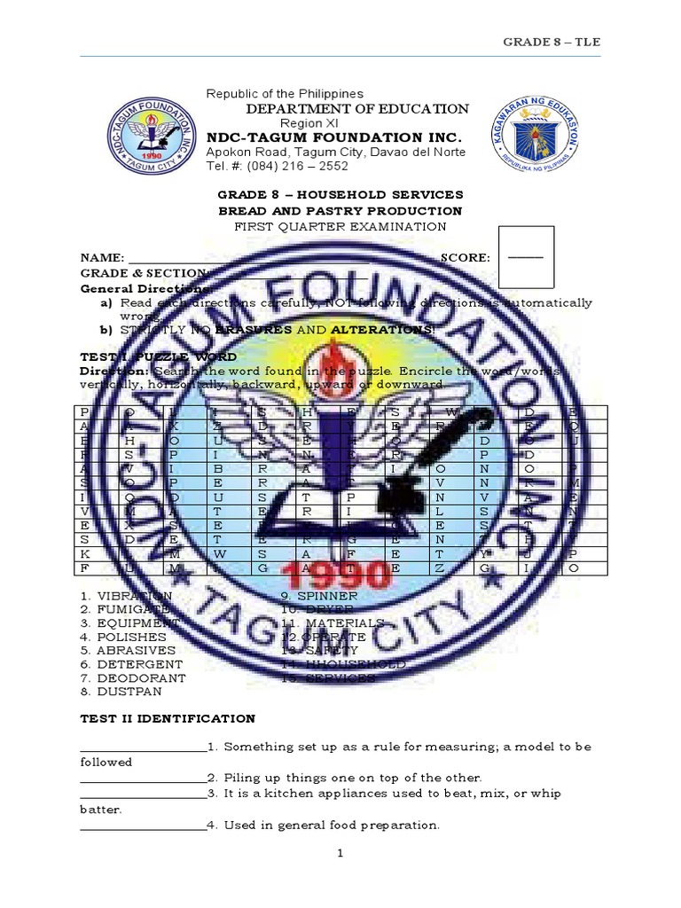 Ndc-Tagum Foundation Inc.: Department of Education | PDF | Food And ...